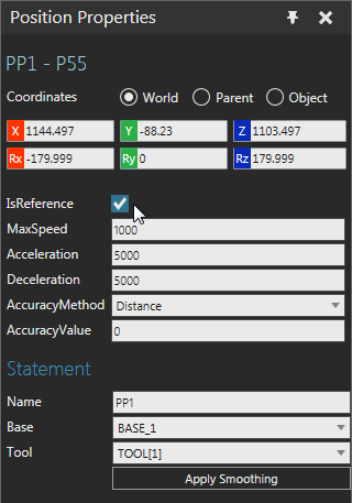 Teaching a path of positions