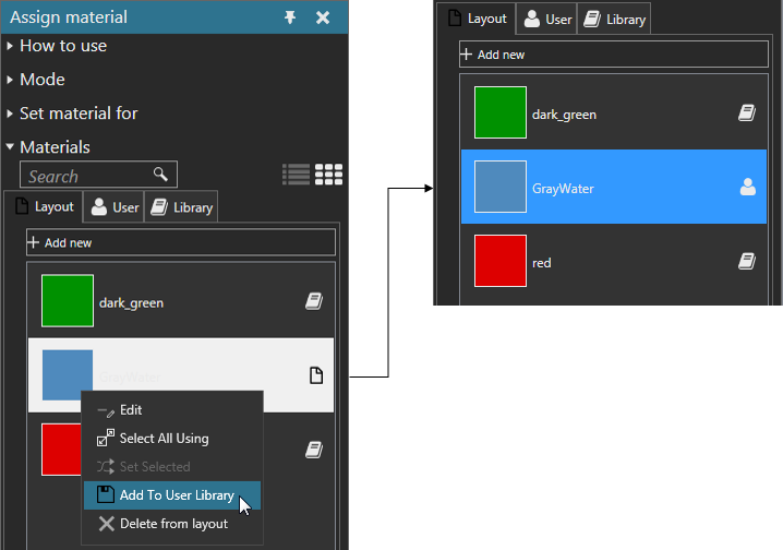 Adding Material to User Library