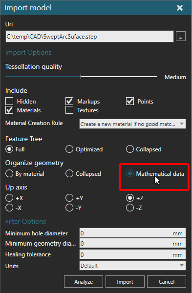 Importing mathematical data