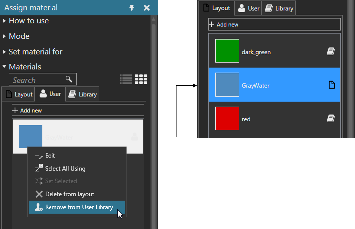 Removing Material from User Library